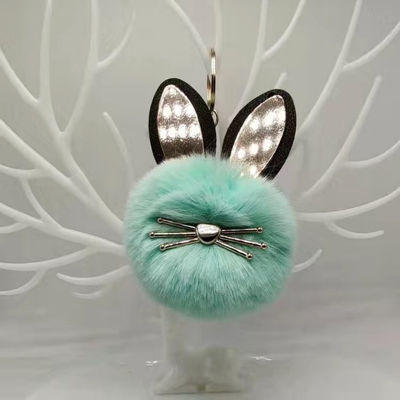 Accessories | Fluffy Rabbit Cat Ear Pom Pom Fur Ball Keychain | Poshmark